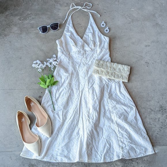 Vintage | Dresses | Vintage Rabbit Rabbit Rabbit Designs White Eyelet ...